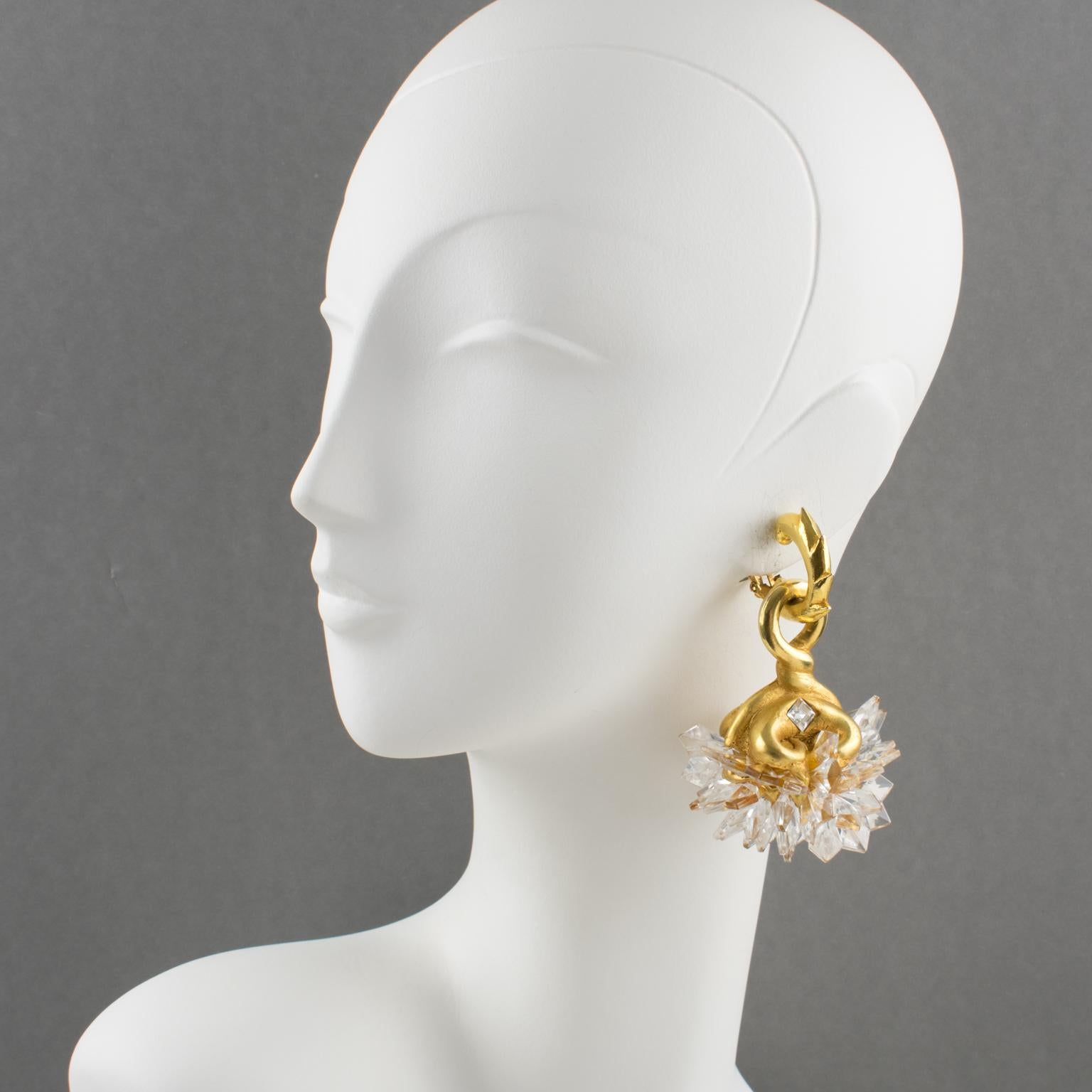 Alexis Lahellec Paris Oversized Lucite Dangle Clip Earrings at 1stDibs