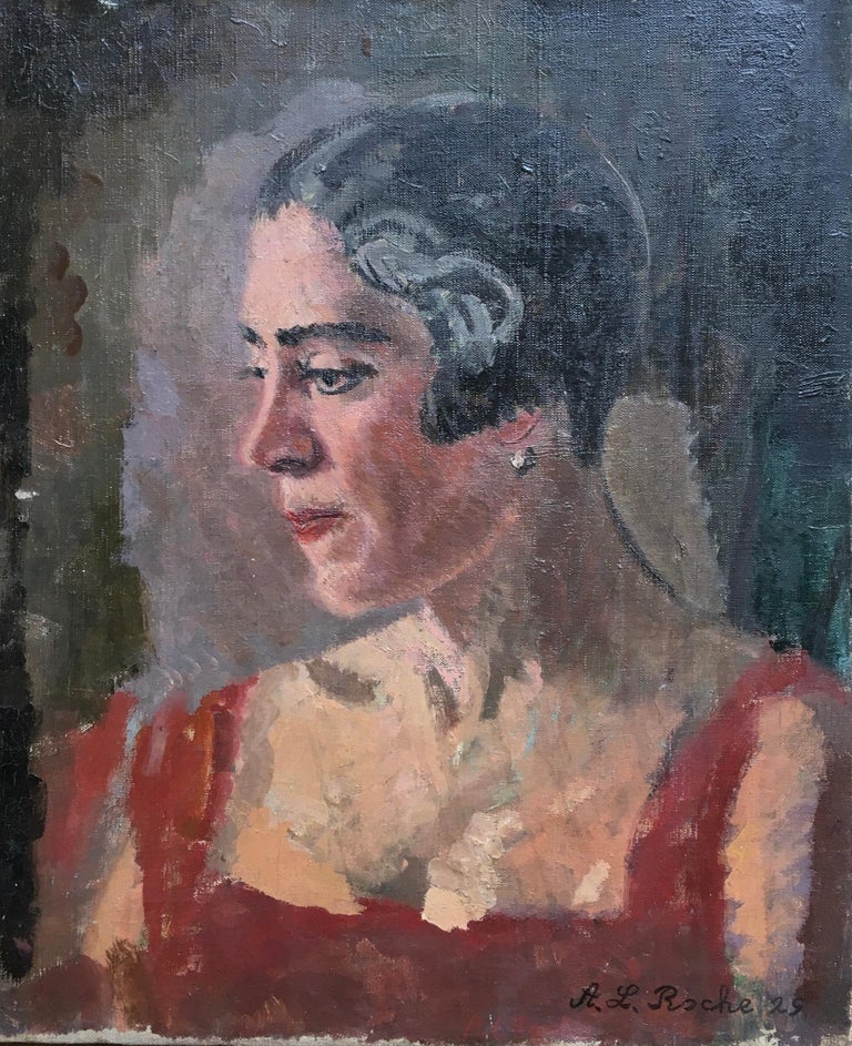 Alexis Louis Roche - Portrait of young woman, 20s hairstyle For Sale at ...