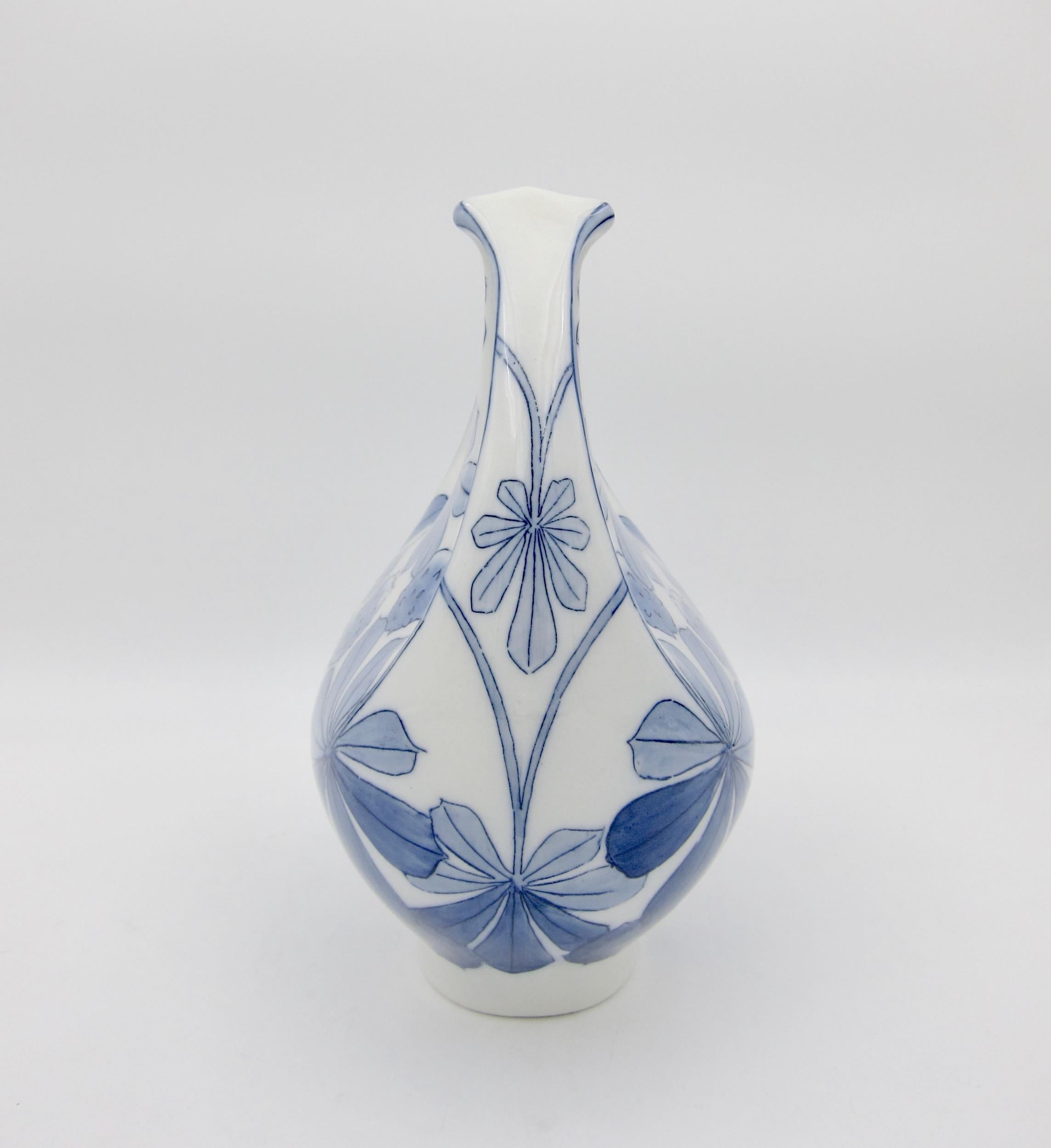 Alf Wallander for Rörstrand of Sweden Blue and White Art Nouveau Vase ...