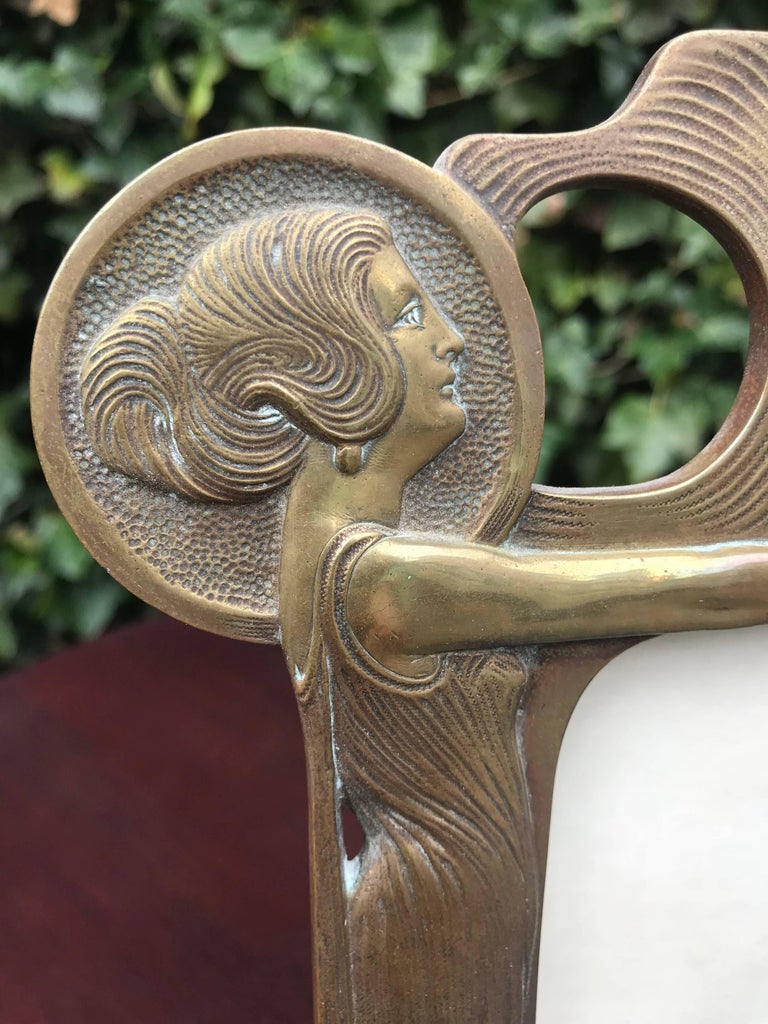 Rare Alfons Mucha Style Art Nouveau Bronze Table Picture Frame with ...