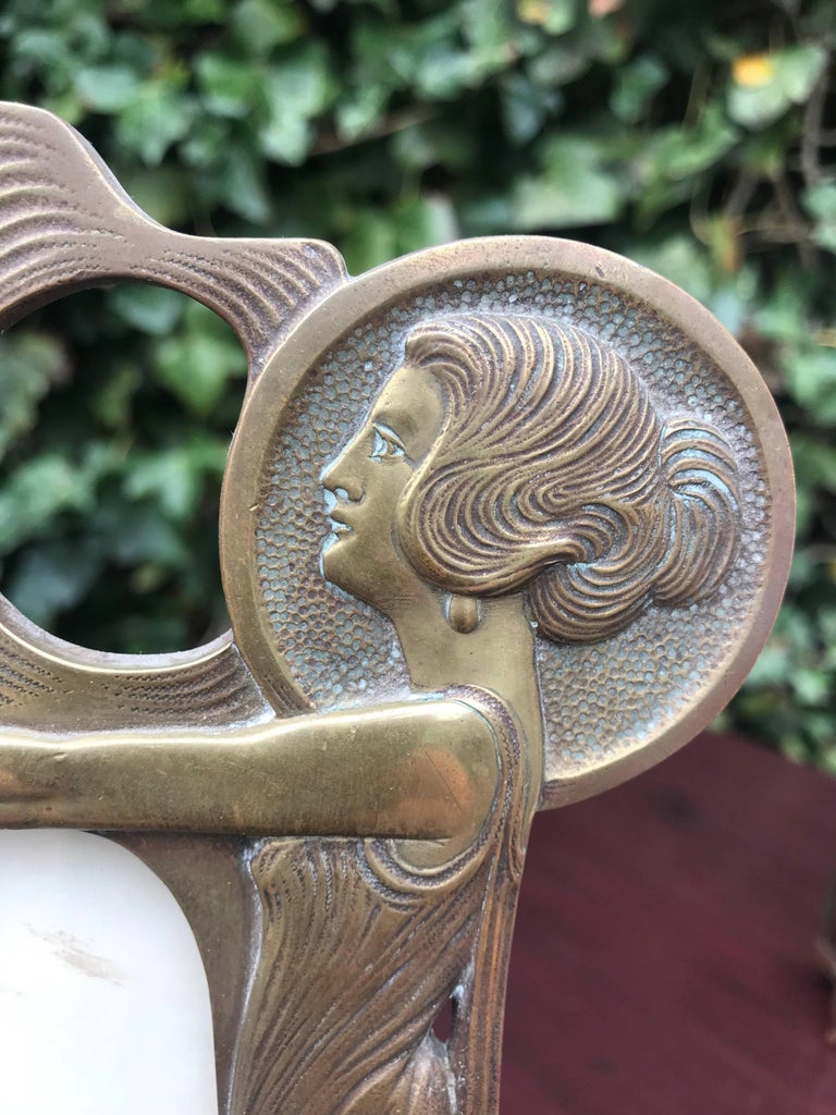 Rare Alfons Mucha Style Art Nouveau Bronze Table Picture Frame with ...