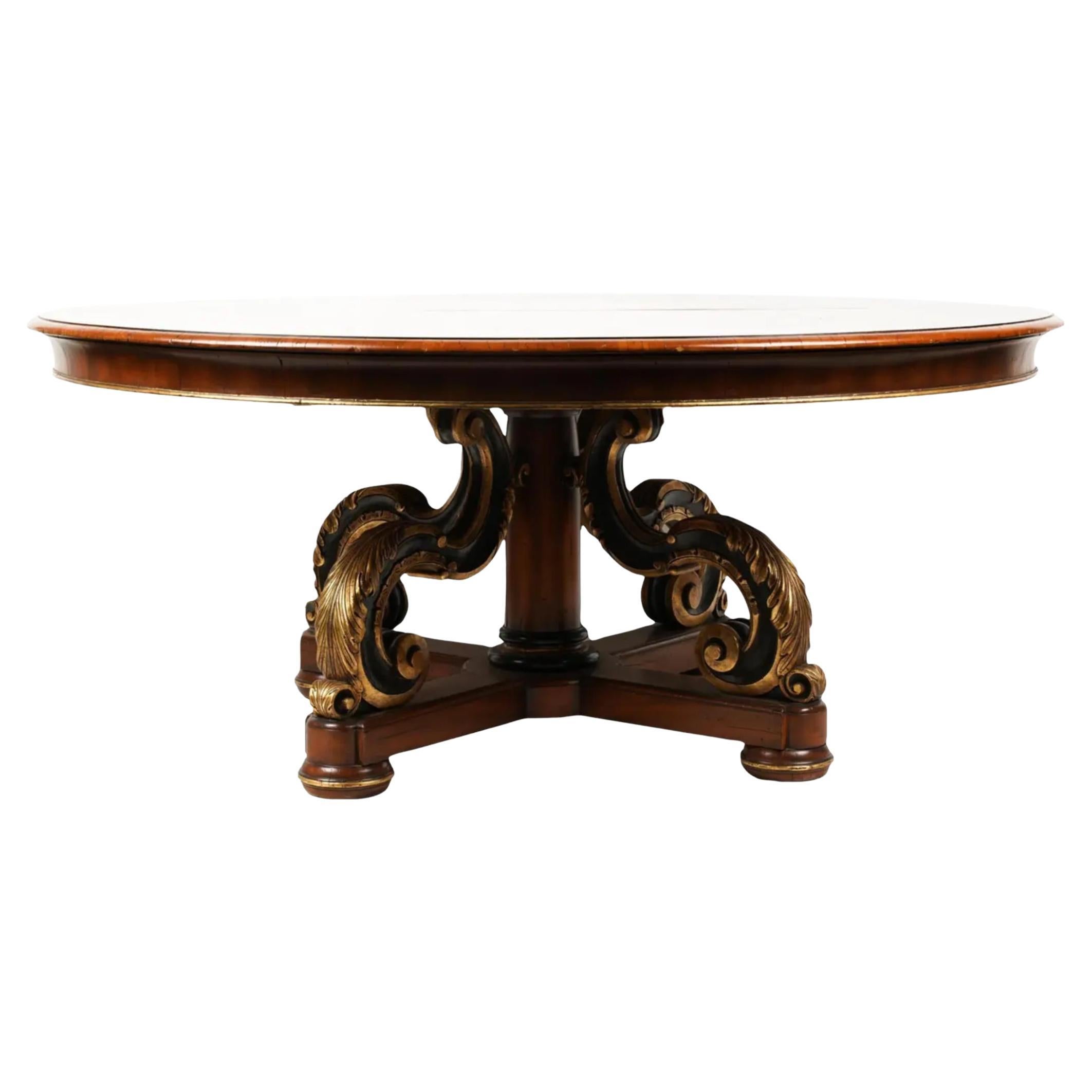 Alfonso Marina Regency Style Giltwood Mahogany Round Dining Table For ...