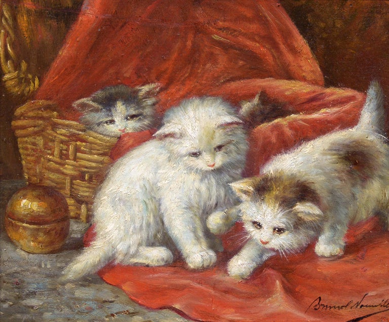Alfred Arthur Brunel De Neuville - Kittens at Play, Alfred Arthur ...