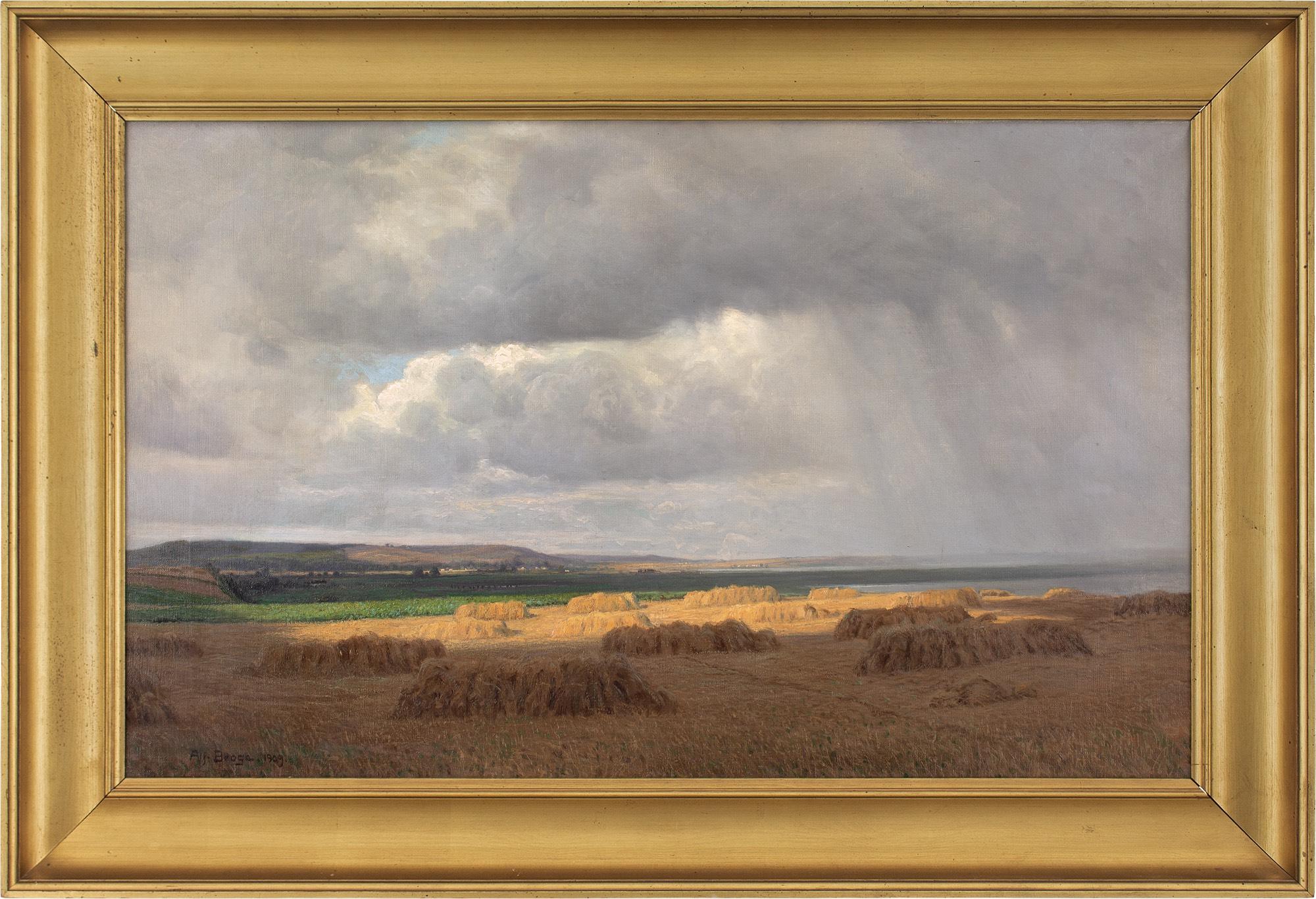 Alfred Broge - Alfred Broge, Coastal Landscape With Rain, Oil Painting ...