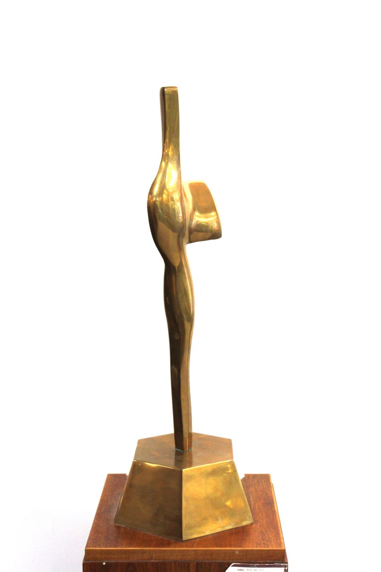 Alfred Burlini Modern Abstract Polished Bronze Sculpture Titled ...