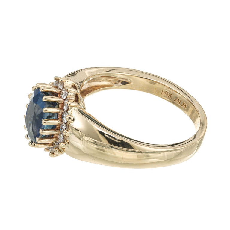 Alfred Butler 2.00 Carat Oval Sapphire Diamond Halo Gold Engagement ...