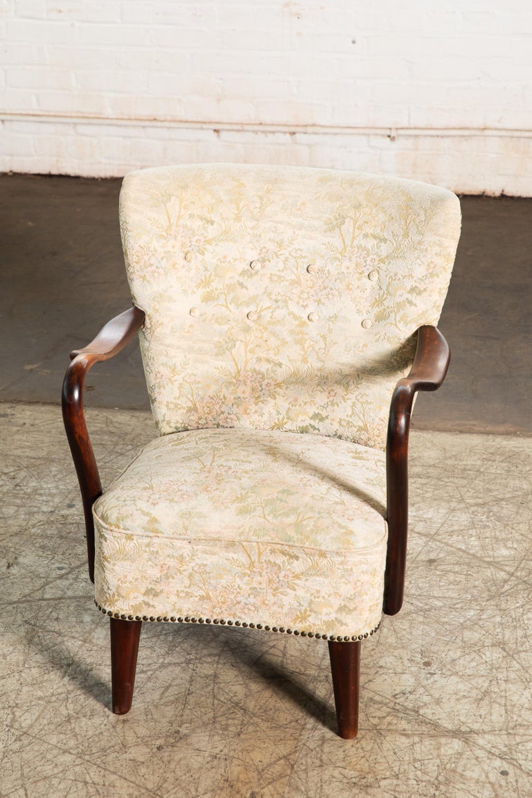 Alfred Christensen Easy Chair with Open Armrests, Denmark, 1940's at ...