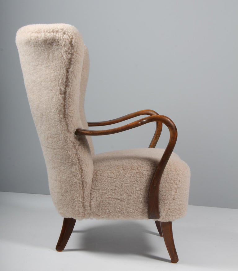 Alfred Christensen, Lounge chair in Lamb Wool, 1940s at 1stDibs