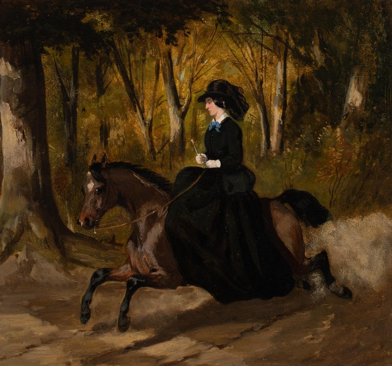 Portrait Of A Lady Riding Through A Woodland Sidesaddle, 19th Century ...