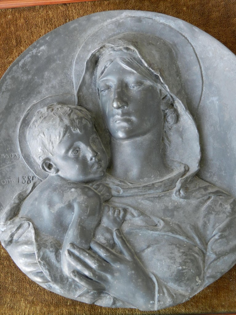 Madonna and Child - Sculpture en étain du 19ème siècle d'après une ...
