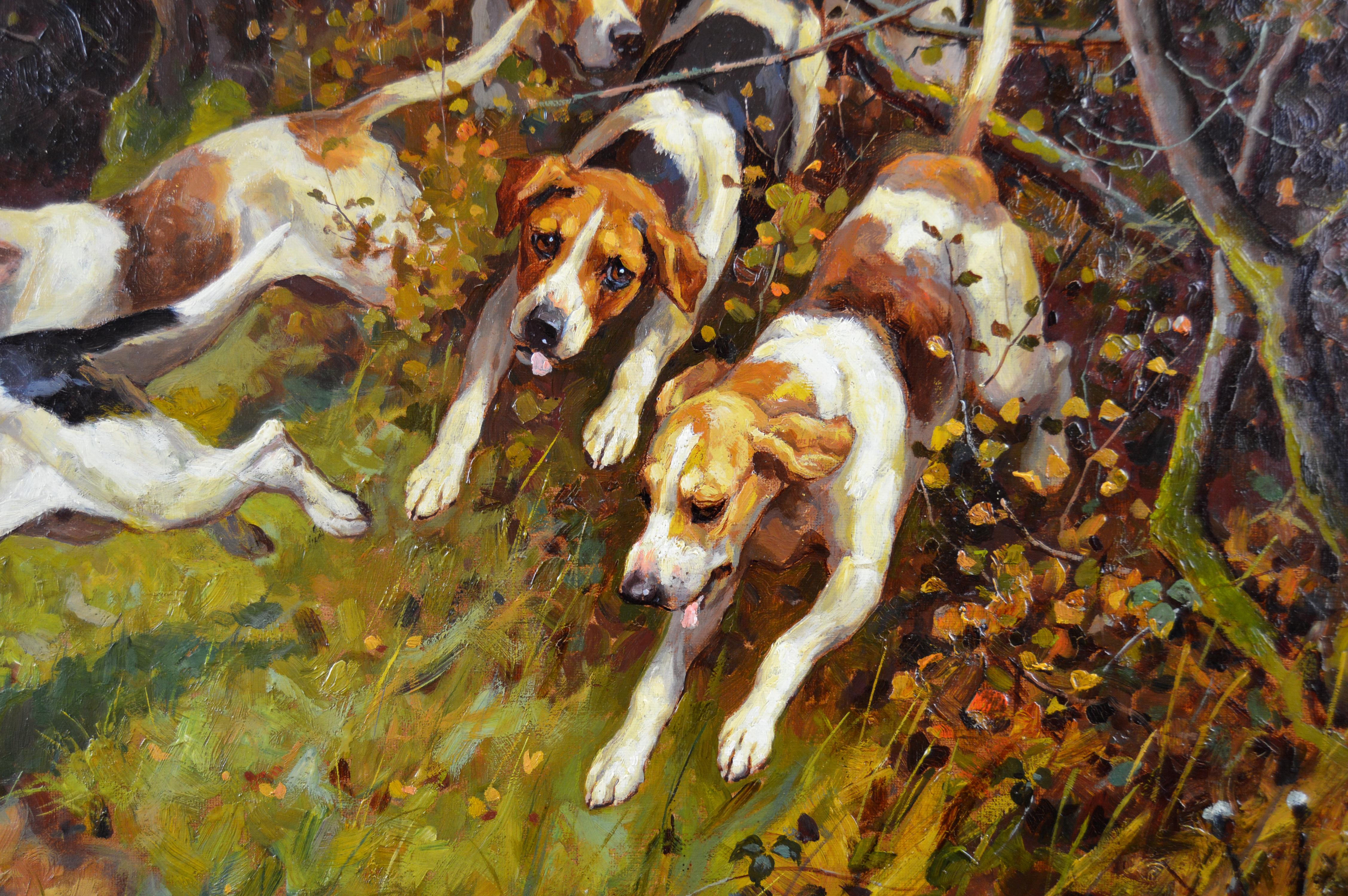 Alfred Duke - 19th Century landscape sporting oil painting of dogs ...
