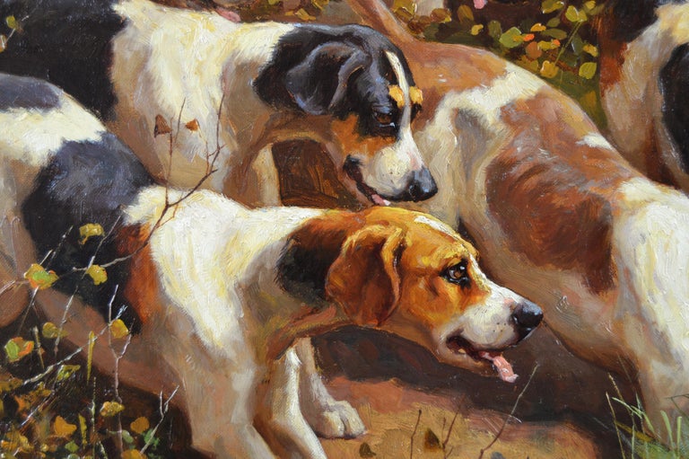 Alfred Duke - 19th Century landscape sporting oil painting of dogs ...