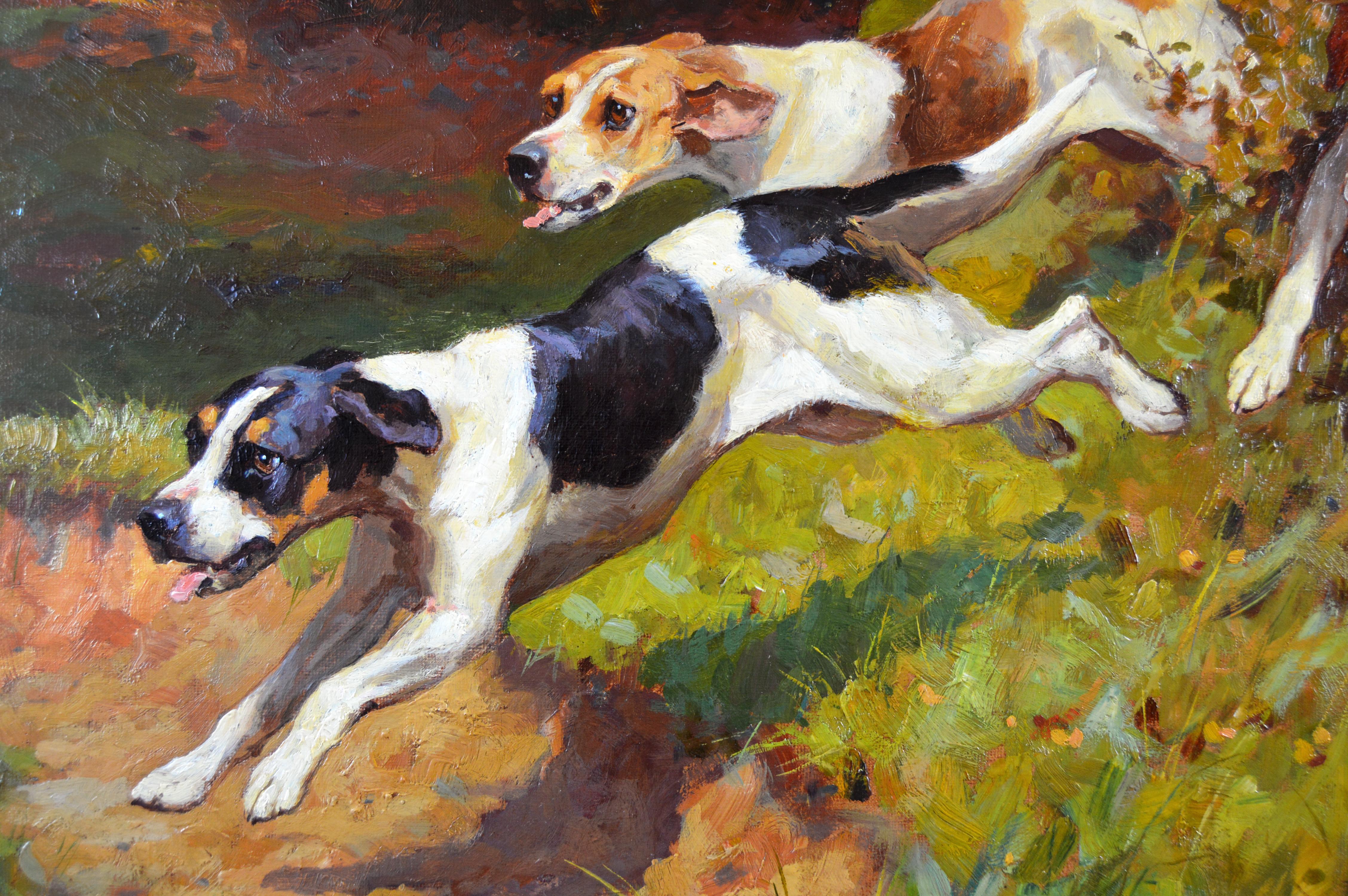 Alfred Duke - 19th Century landscape sporting oil painting of dogs ...