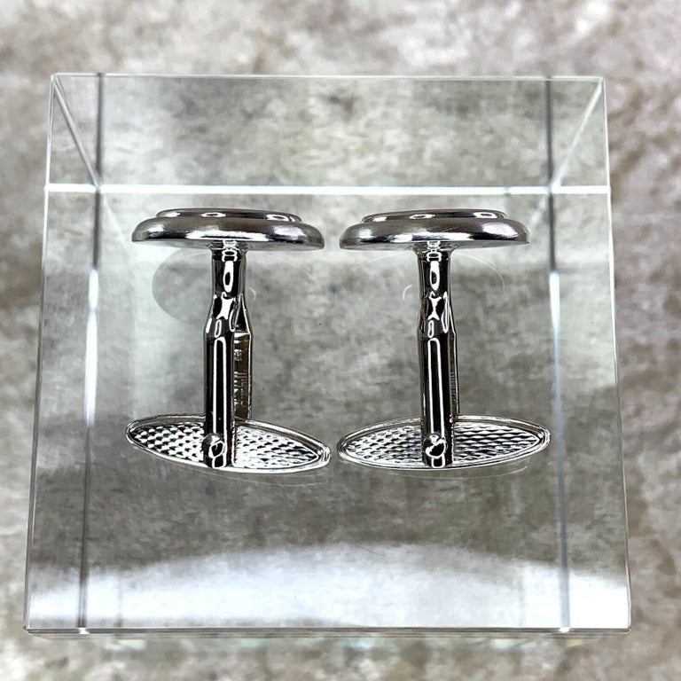 Alfred Dunhill Round Silver Rare Gothic Logo Cufflinks, Circa 2000 For ...