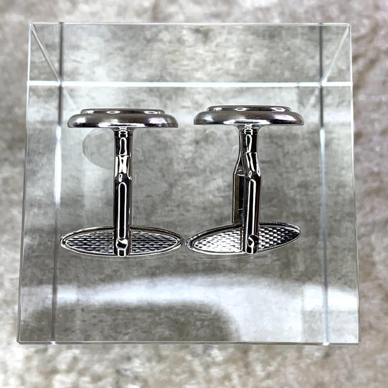 Alfred Dunhill Round Silver Rare Gothic Logo Cufflinks, Circa 2000 For ...