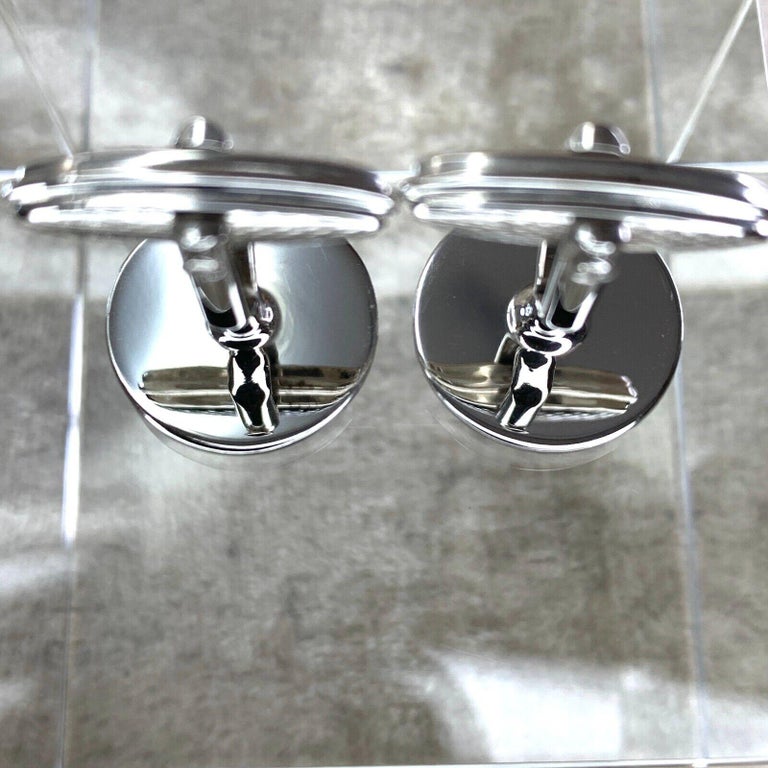 Alfred Dunhill Round Silver Rare Gothic Logo Cufflinks, Circa 2000 For ...