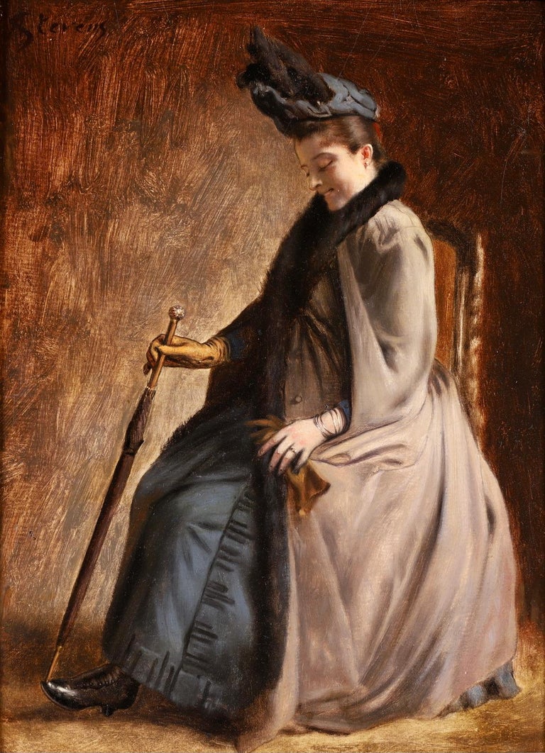 Alfred Émile Léopold Stevens - Reverie - Impressionist Oil, Seated ...