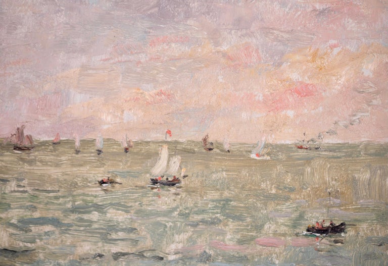 Alfred Émile Léopold Stevens - Treport - Boats off the Coast - Realist ...
