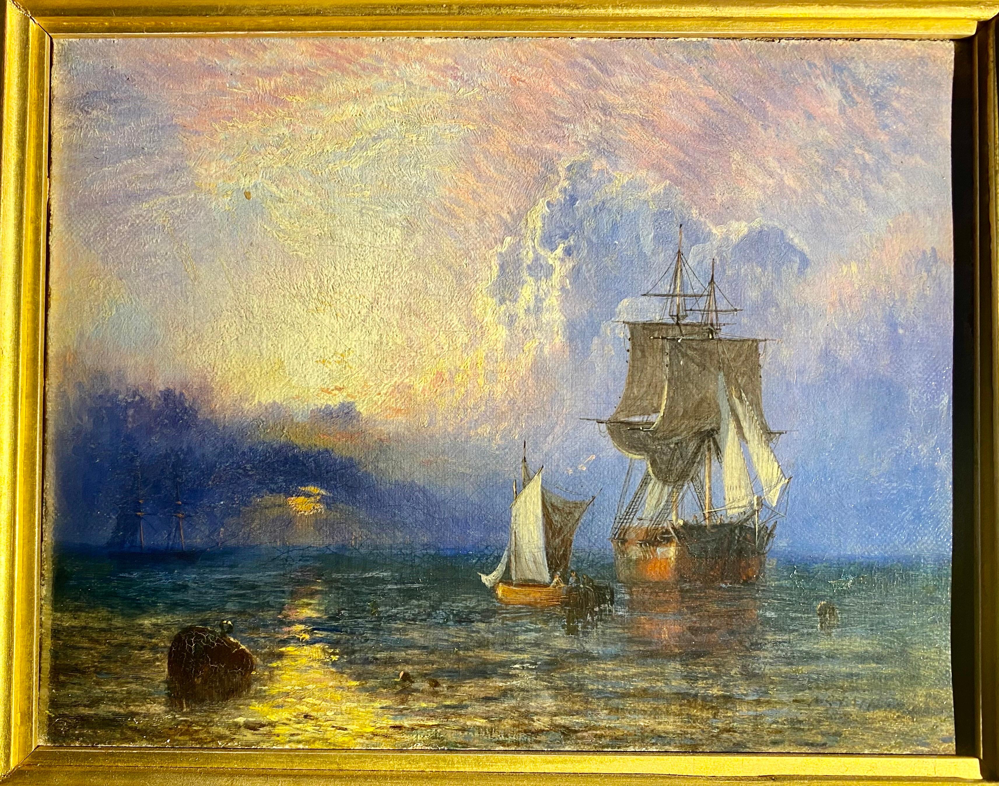 George Stainton (British 1860-1890) English River at Moon light For ...