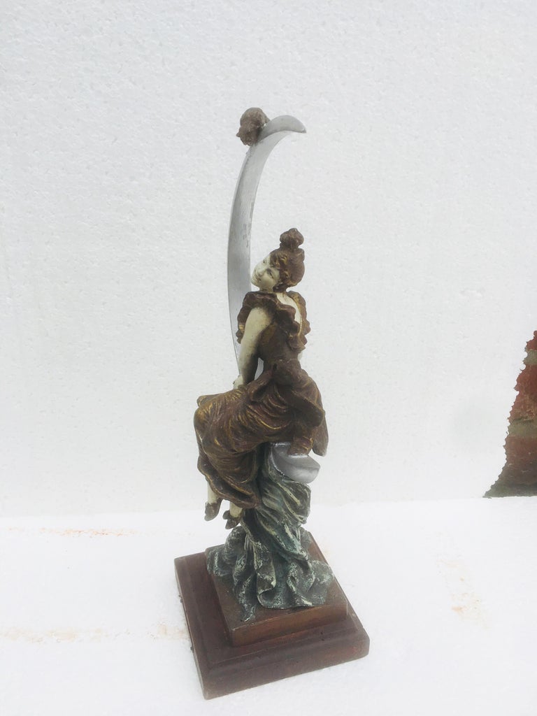 Alfred-Jean Foretay "Aubade à La Lune" Two Art Nouveau Sculptures at ...