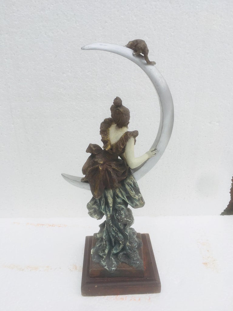 Alfred-Jean Foretay "Aubade à La Lune" Two Art Nouveau Sculptures at ...