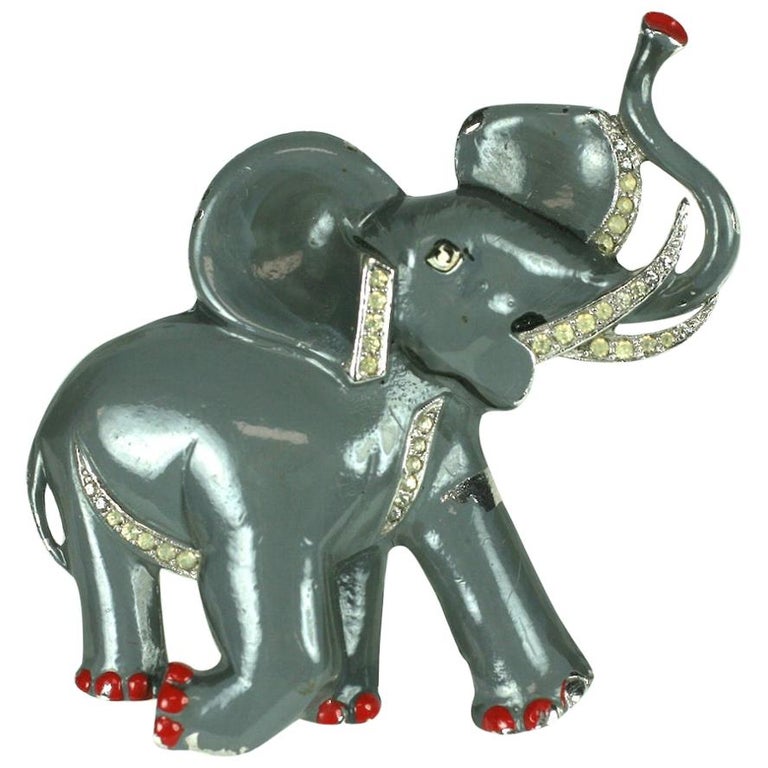 Alfred Philippe for Trifari Enamel Elephant Brooch For Sale at 1stDibs