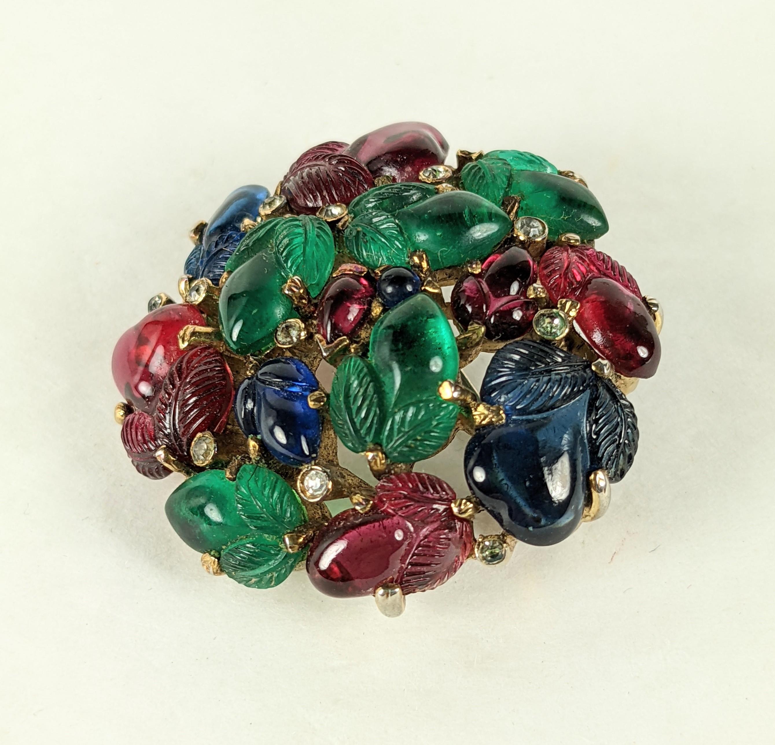 Alfred Philippe for Trifari Fragonard Tricolor Fruit Salad Domed Brooch ...