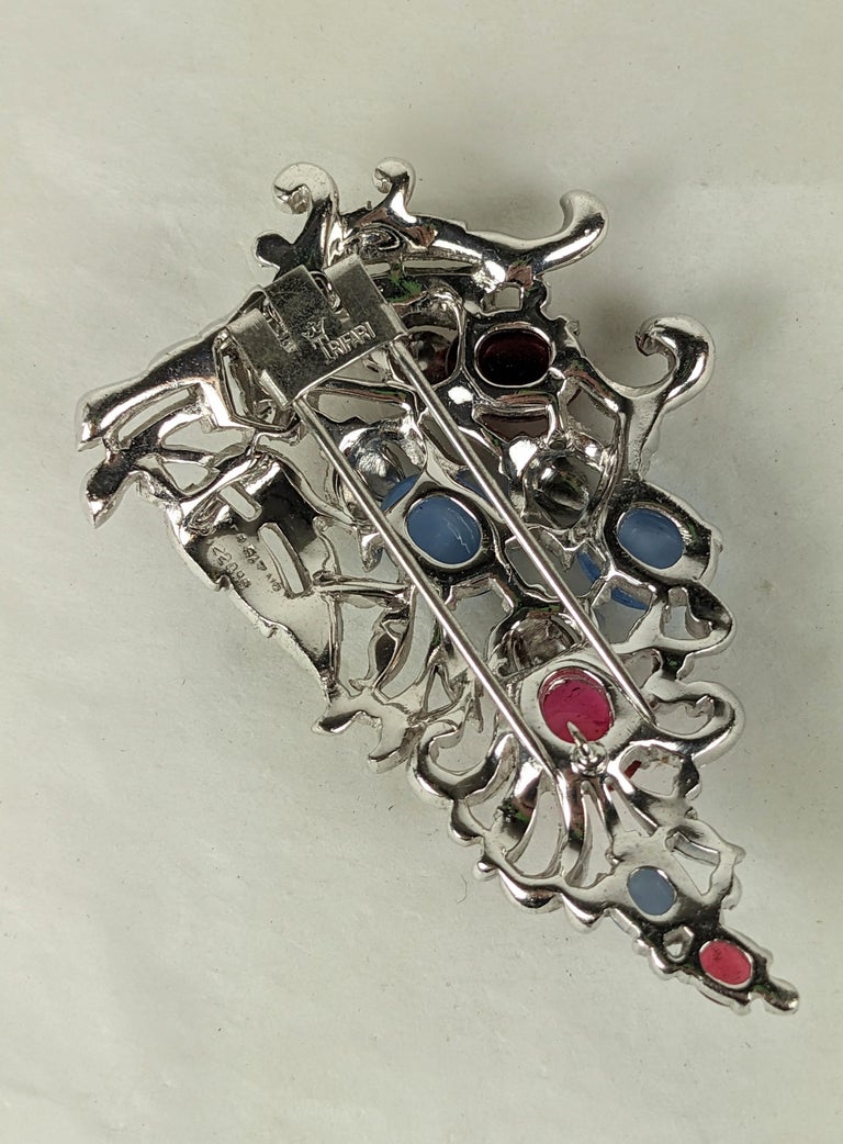 Alfred Philippe for Trifari Moonstone and Ruby Cabochon Clip Brooch For ...
