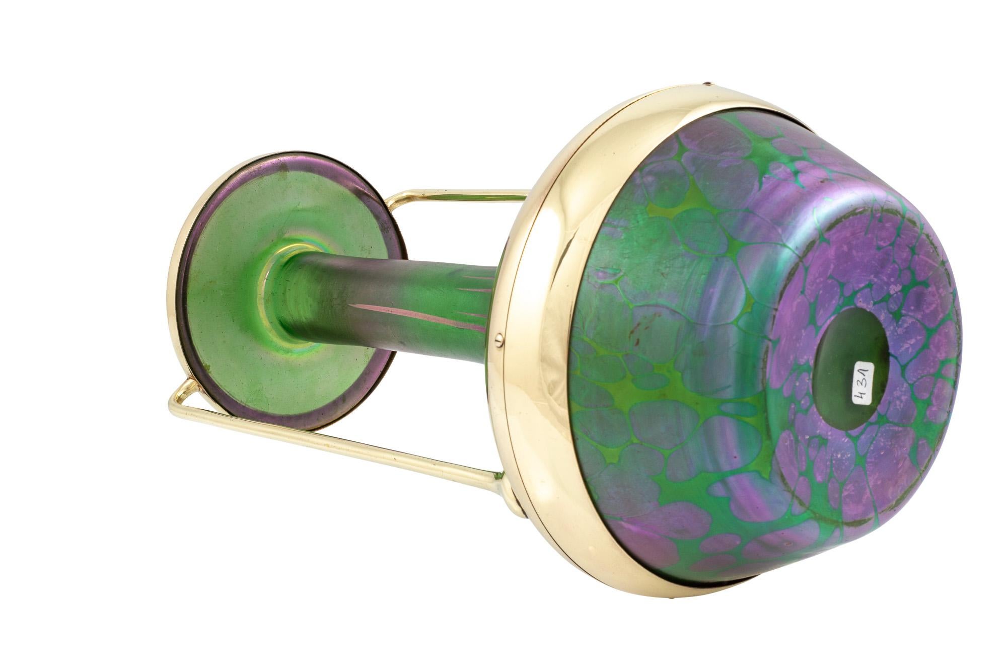 Alfred Roller Glass Vase Brass Mounting Loetz Austrian Jugendstil ...