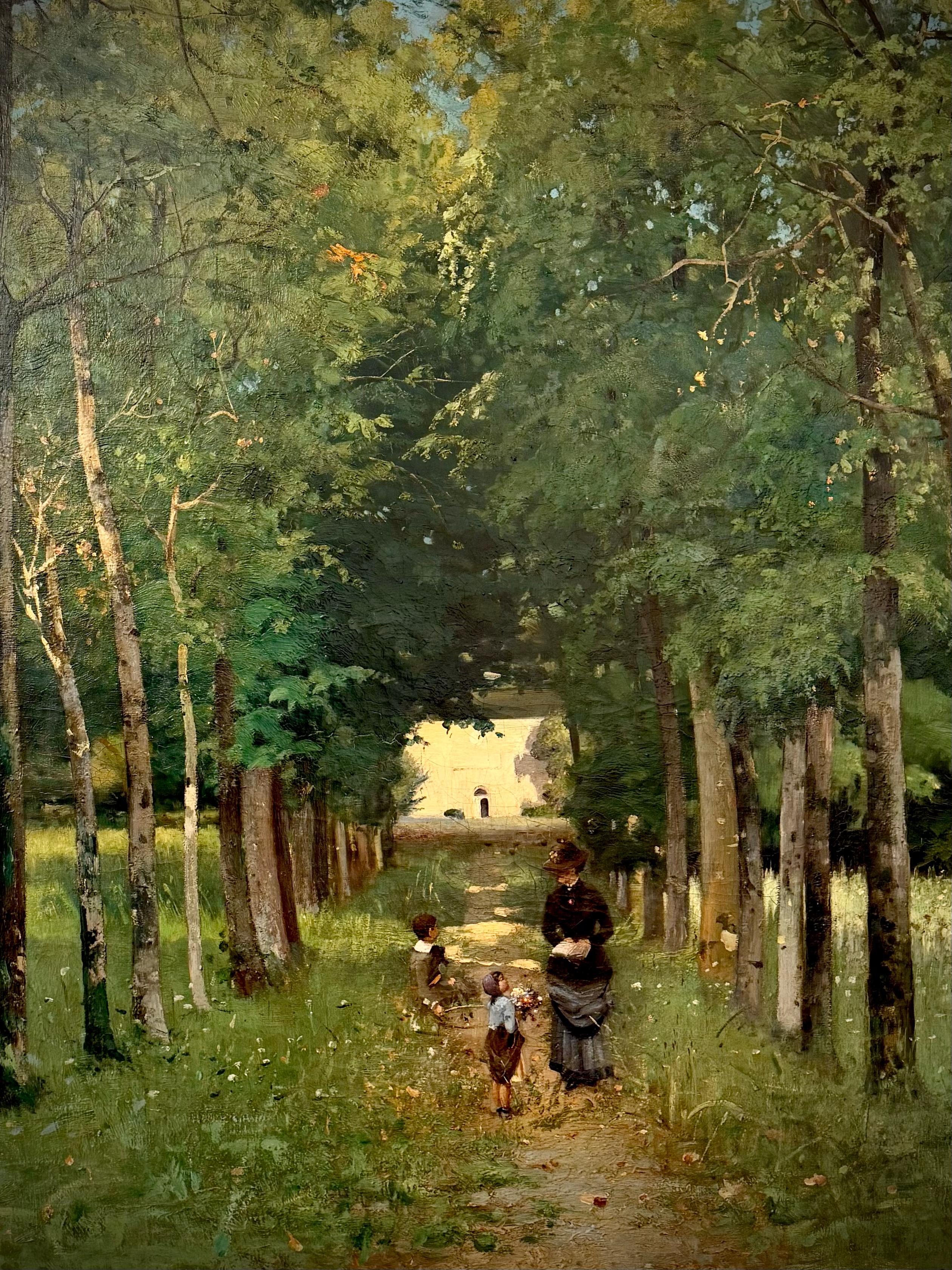 Alfred Smith - 'Mother with Children on a Wooded Path, Bordeaux ' by ...