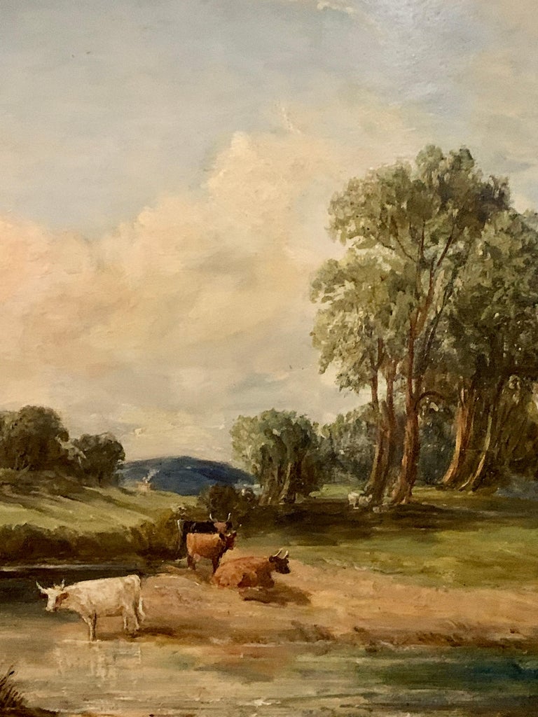 Alfred Vickers - 19th century English Antique oil landscape with cows ...