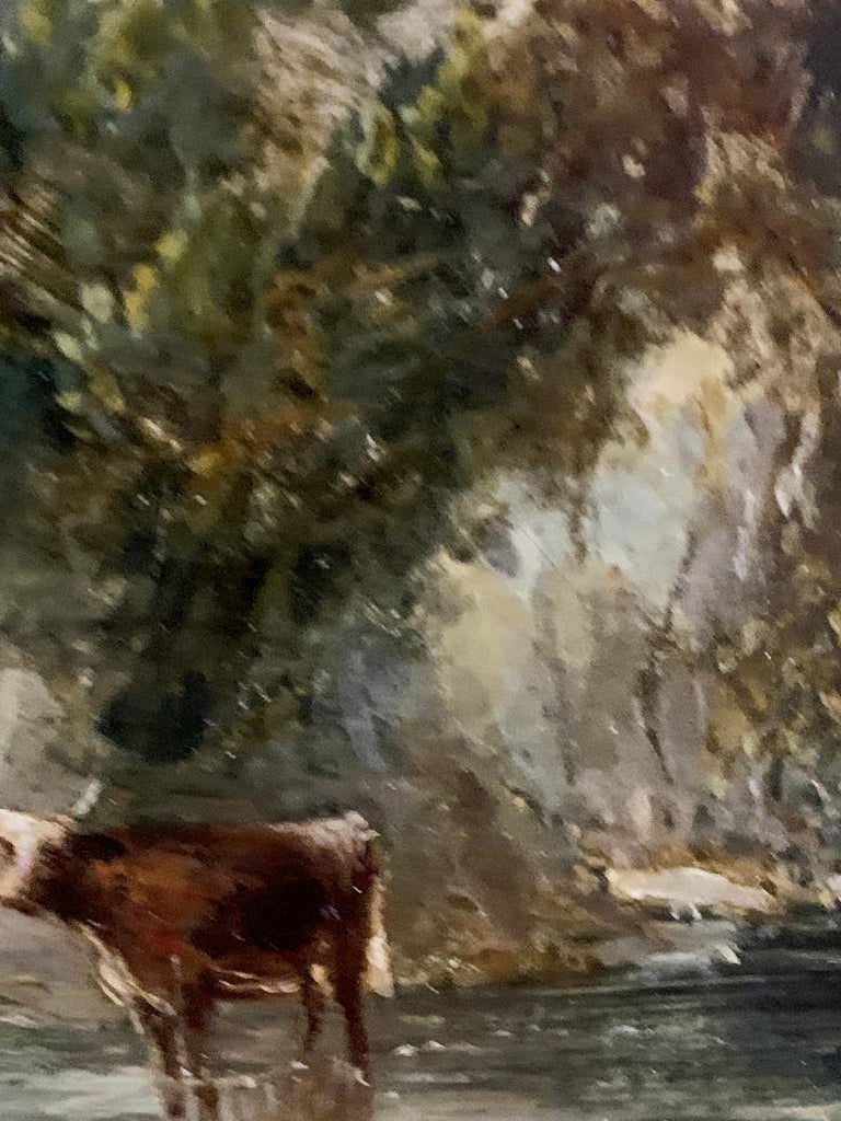 Alfred Vickers - 19th century English Antique oil landscape with cows ...
