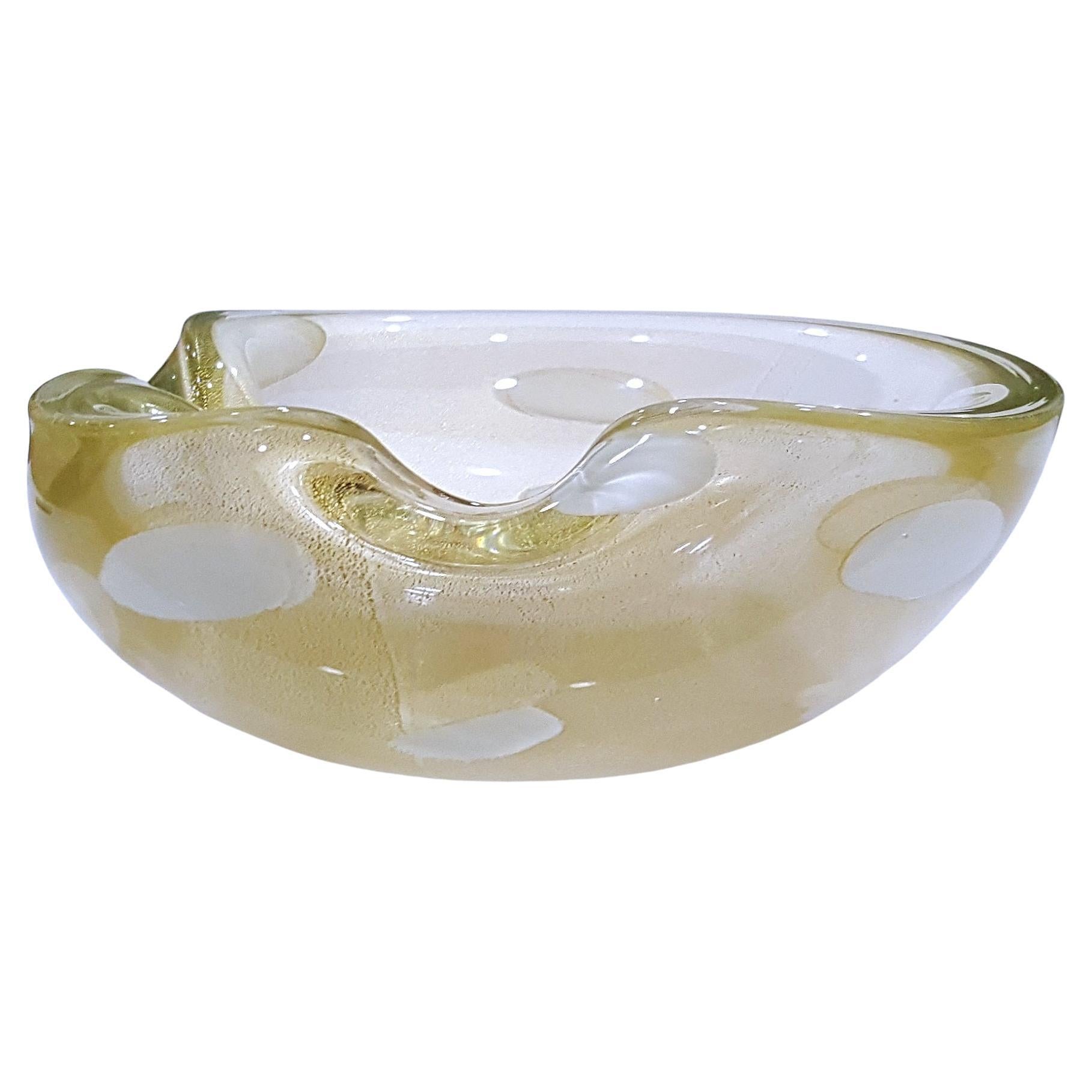 Vintage Alfredo Barbini Murano Glass, a Macchia and Gold Polveri ...