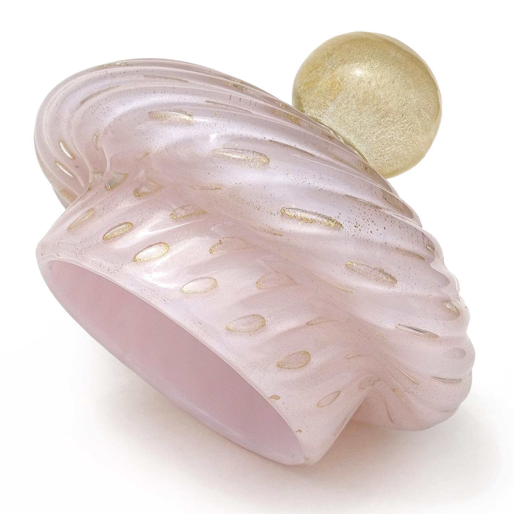 Alfredo Barbini Murano Pink Bubbles Gold Flecks Italian Art Glass ...