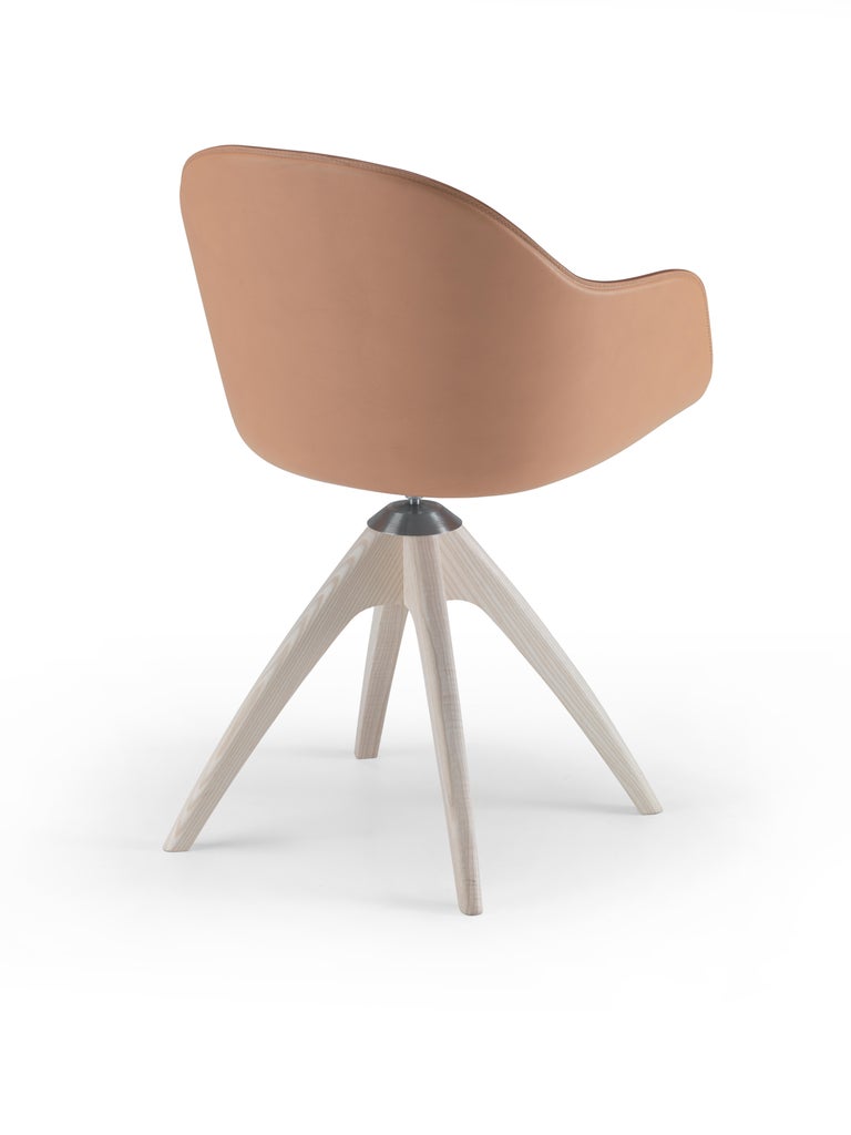 Alias 07B New Lady Wood Armchair in Leather Seat and Natural Oak Frame ...