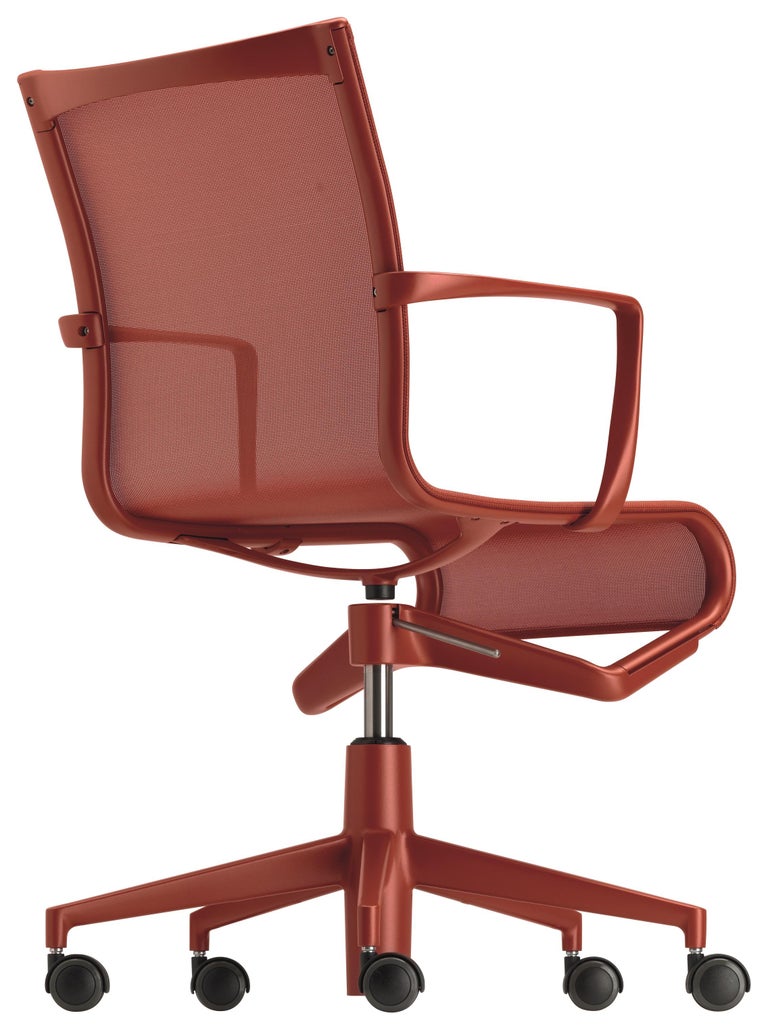 Alias 434 Rollingframe 44 Chair in Coral Red Mesh and Red Lacquered ...