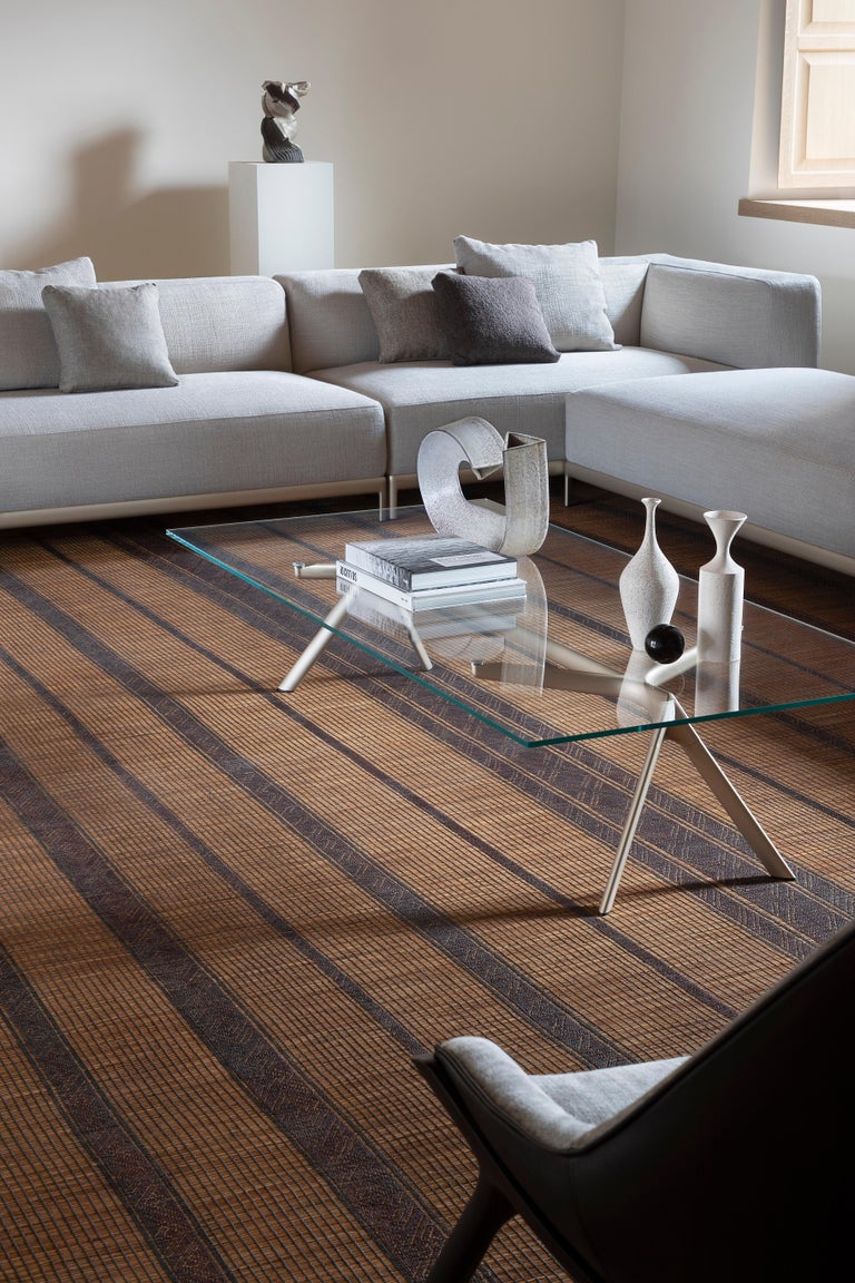 Alias P45 AluZen Soft Ending Sofa in Brown Upholstery and Anodized Gold Frame For Sale at 1stDibs