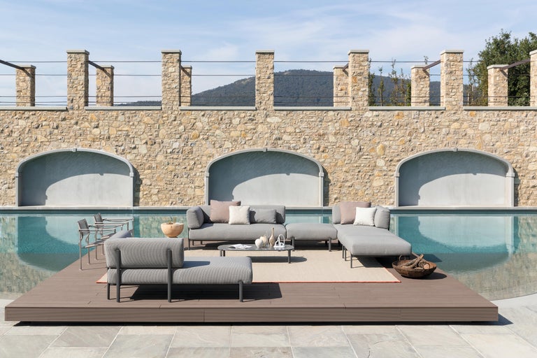 Alias T08_O Ten Outdoor Table 90x45 in Grey Glazed Ceramic Top w ...