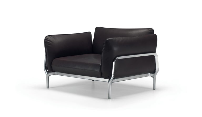 Alias V01 Vina Armchair in Torba Leather Seat with Polished Aluminum ...