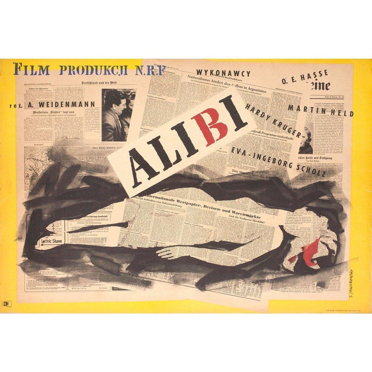 Alibi 1957 Polish A1 Film Poster For Sale at 1stDibs