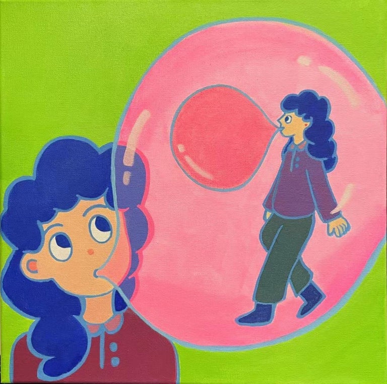 Alice Cao - Can You Blow a Double Bubble? - Acrylic on Canvas For Sale ...