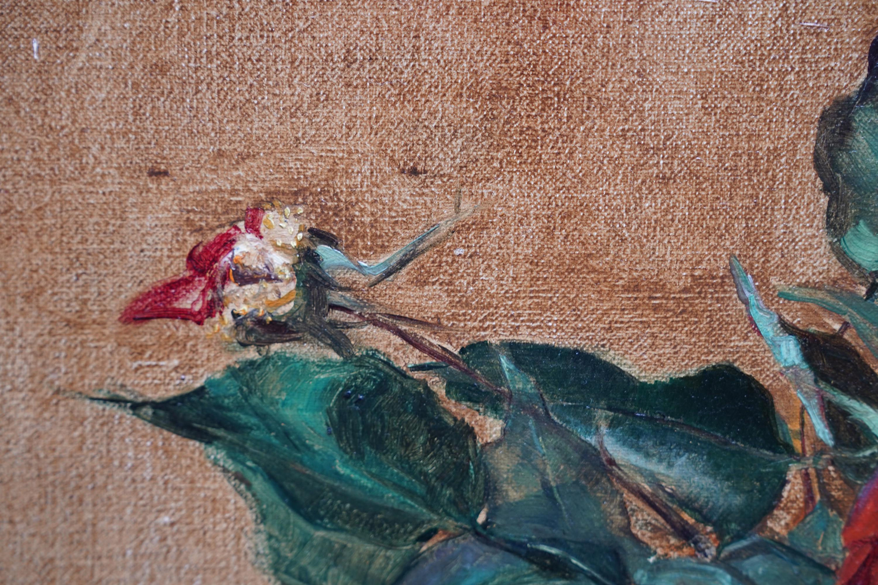 Alice Mary Burton - Still Life of Red Rose in Vase - British 1930's art ...