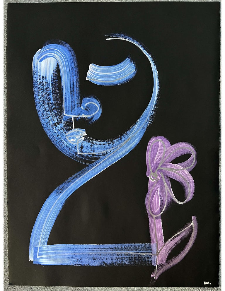 Alice Mizrachi - Blossoming, (Woman and Flower on Black Paper by Alice ...