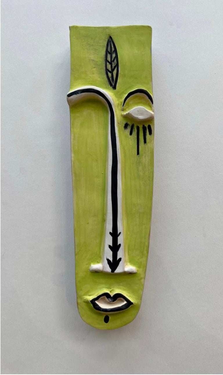 Alice Mizrachi - Mask 8, abstract clay mask in light lime green by ...