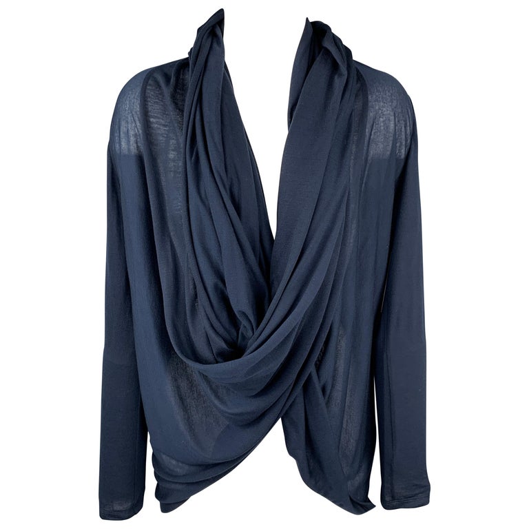 ALICE + OLIVIA Base Size S Navy Jersey Lyocell Wrap Around Cardigan For ...