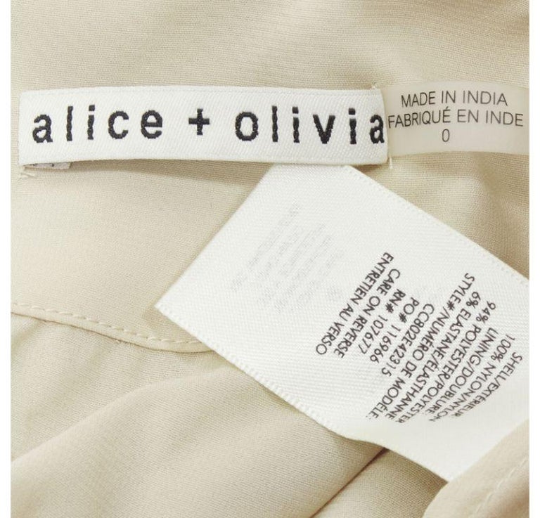 ALICE OLIVIA gold bling sequins sheer nude panel midi skirt US0 XS For ...