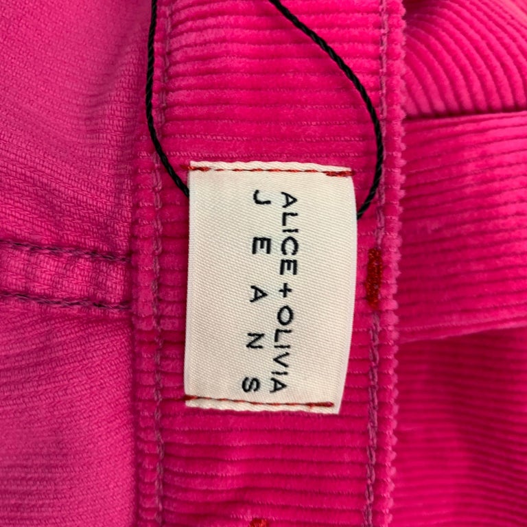 ALICE + OLIVIA Size 28 Pink Cotton Corduroy Jean Cut Casual Pants For ...