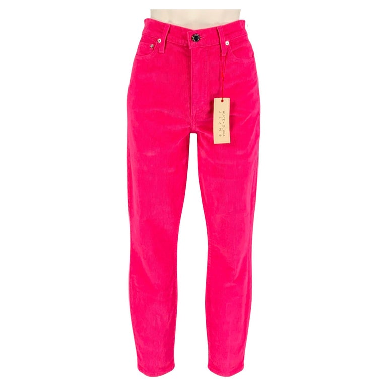 ALICE + OLIVIA Size 28 Pink Cotton Corduroy Jean Cut Casual Pants For ...
