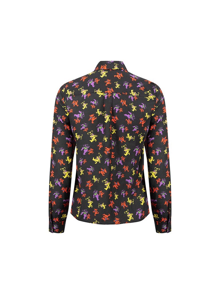 Alice and Olivia Women's Teddy Bear Printed Silk Blouse For Sale at 1stDibs