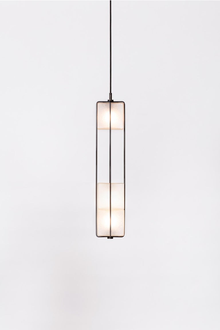 Alice Pendant Hanging Fixture Handblown Glass Cubes in Solid Brass ...